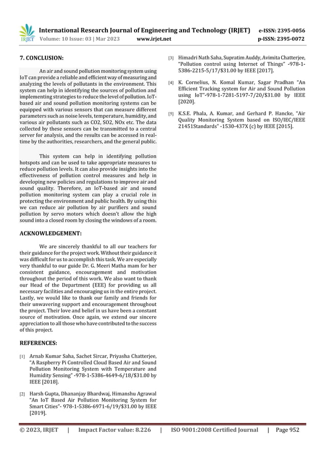 AIR AND SOUND POLLUTION MONITORING SYSTEM USING IOT | PDF