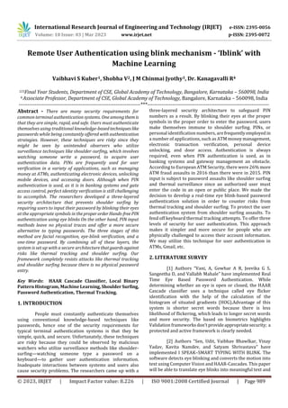 Remote User Authentication using blink mechanism - ‘Iblink’ with Machine Learning | PDF