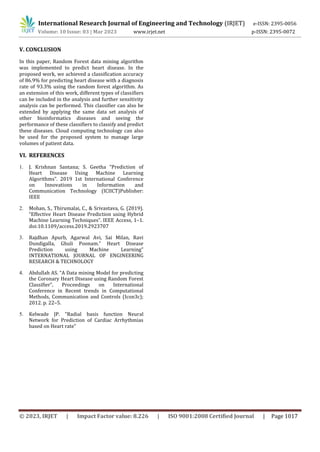 Heart disease classification using Random Forest | PDF | Heart and Cardiovascular Diseases ...
