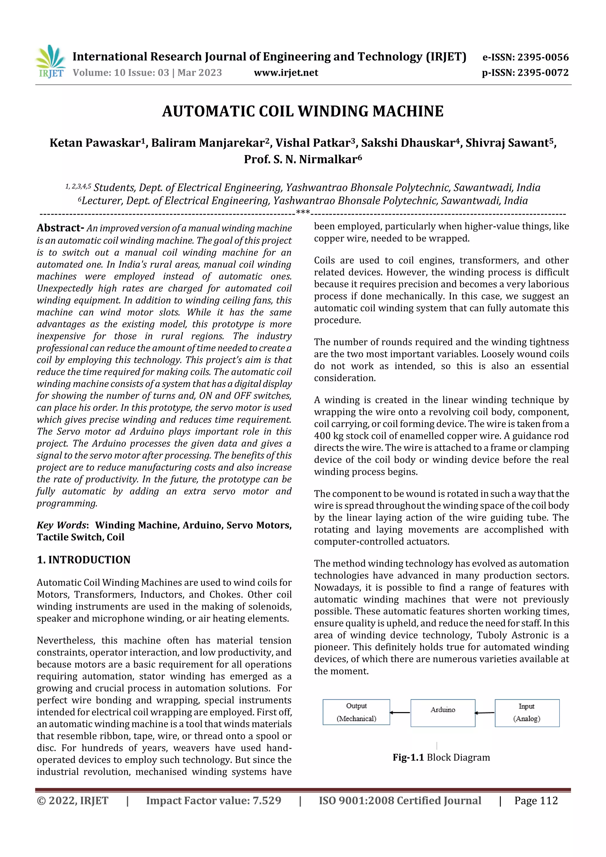 AUTOMATIC COIL WINDING MACHINE | PDF
