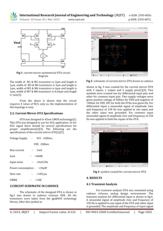 DESIGN AND IMPLEMENTATION OF CURRENT MIRROR SYMMETRICAL OPERATIONAL ...