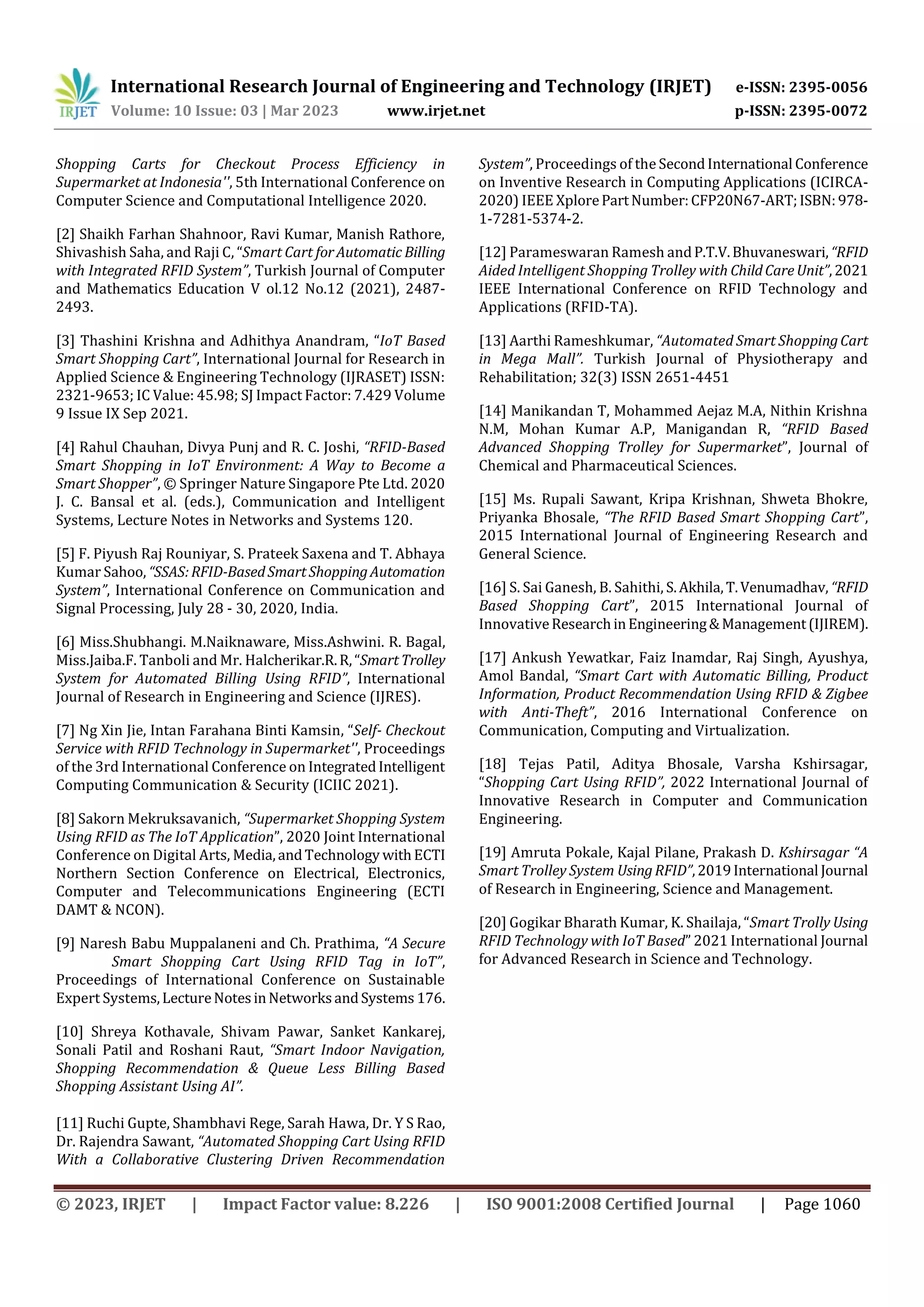 A Survey on RFID Based Smart Shopping System and Automated Billing | PDF