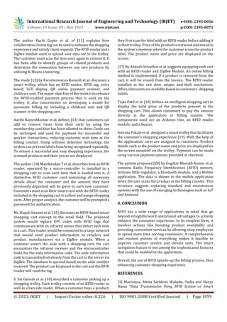 A Survey on RFID Based Smart Shopping System and Automated Billing | PDF