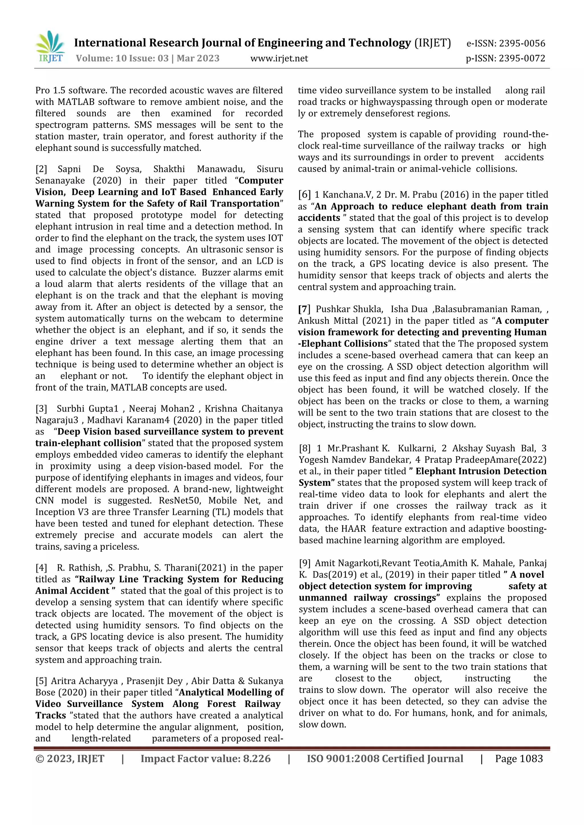 RAILWAY-ELEPHANT CONFLICT MINIMISATION USING RADIO FREQUENCY TECHNOLOGY | PDF