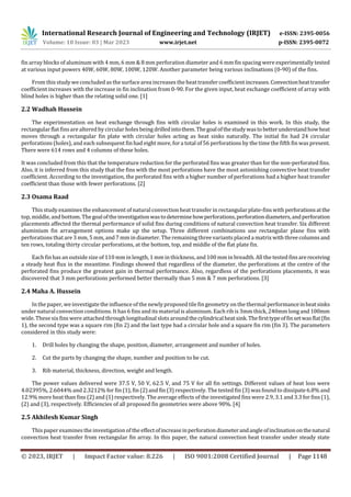 Review Paper on Experimental Investigation of Permeable Fins | PDF | Physics | Science