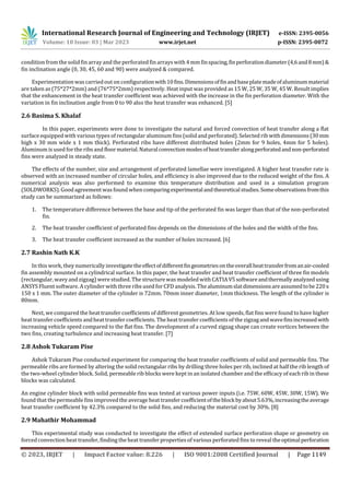 Review Paper on Experimental Investigation of Permeable Fins | PDF | Physics | Science