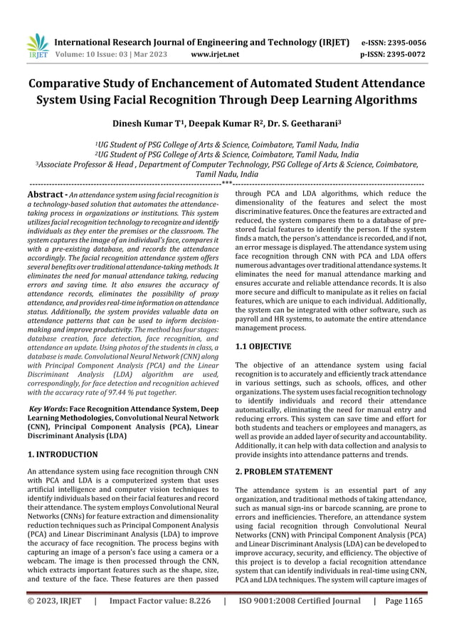 Comparative Study of Enchancement of Automated Student Attendance System Using Facial ...