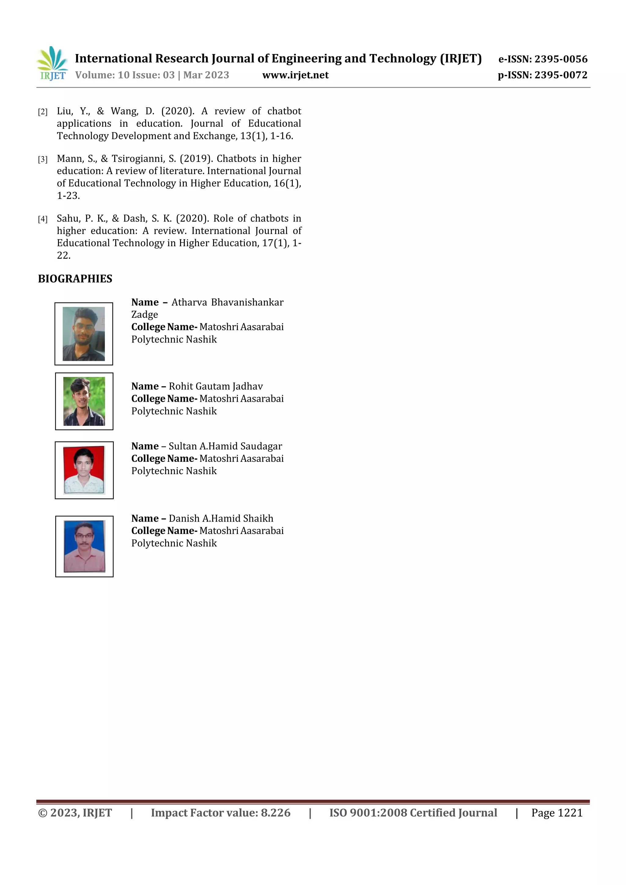 COLLEGE ENQUIRY CHATBOT SYSTEM IN JAVASCRIPT | PDF