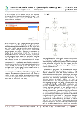 COLLEGE ENQUIRY CHATBOT SYSTEM IN JAVASCRIPT | PDF