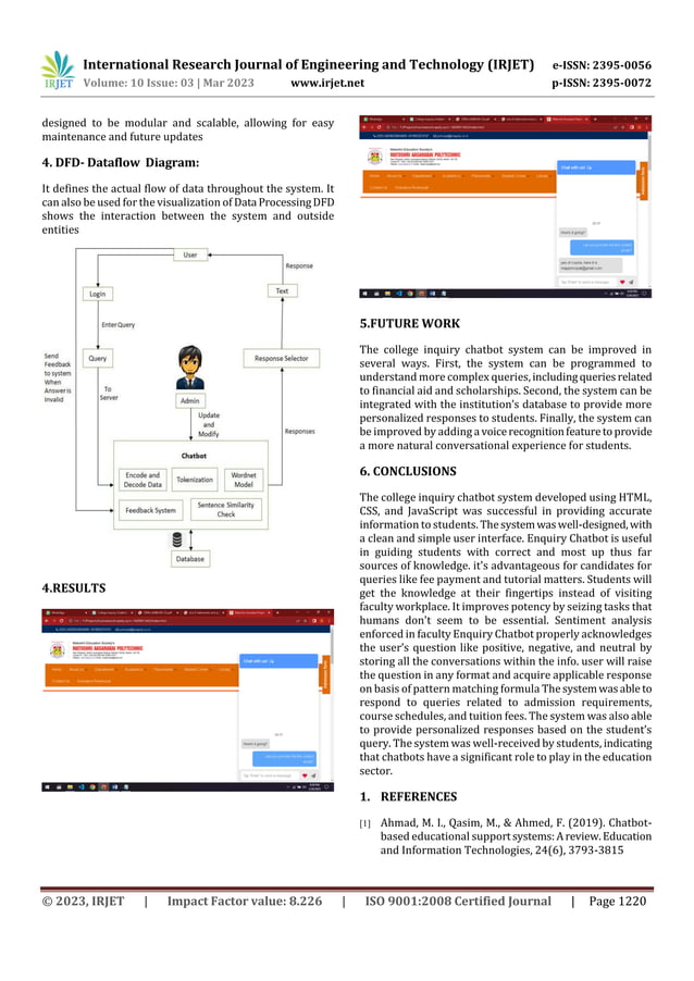COLLEGE ENQUIRY CHATBOT SYSTEM IN JAVASCRIPT | PDF