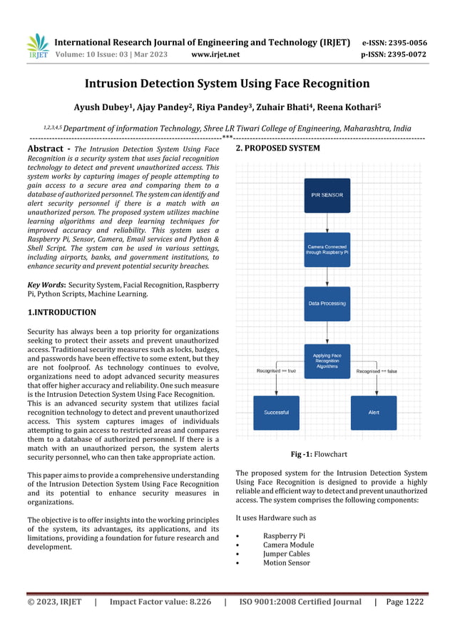 Intrusion Detection System Using Face Recognition | PDF