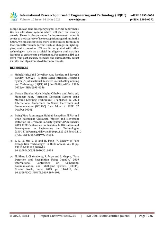 Intrusion Detection System Using Face Recognition | PDF