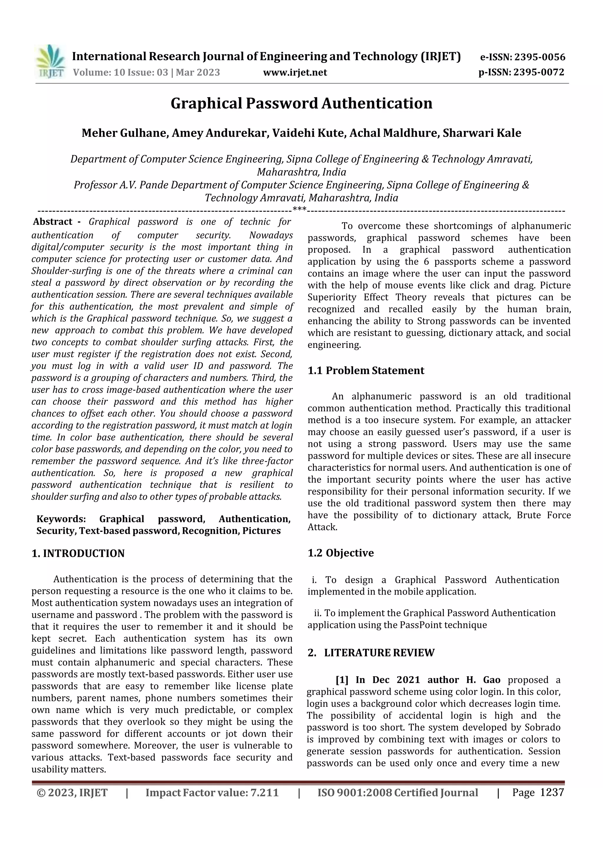 Graphical Password Authentication | PDF