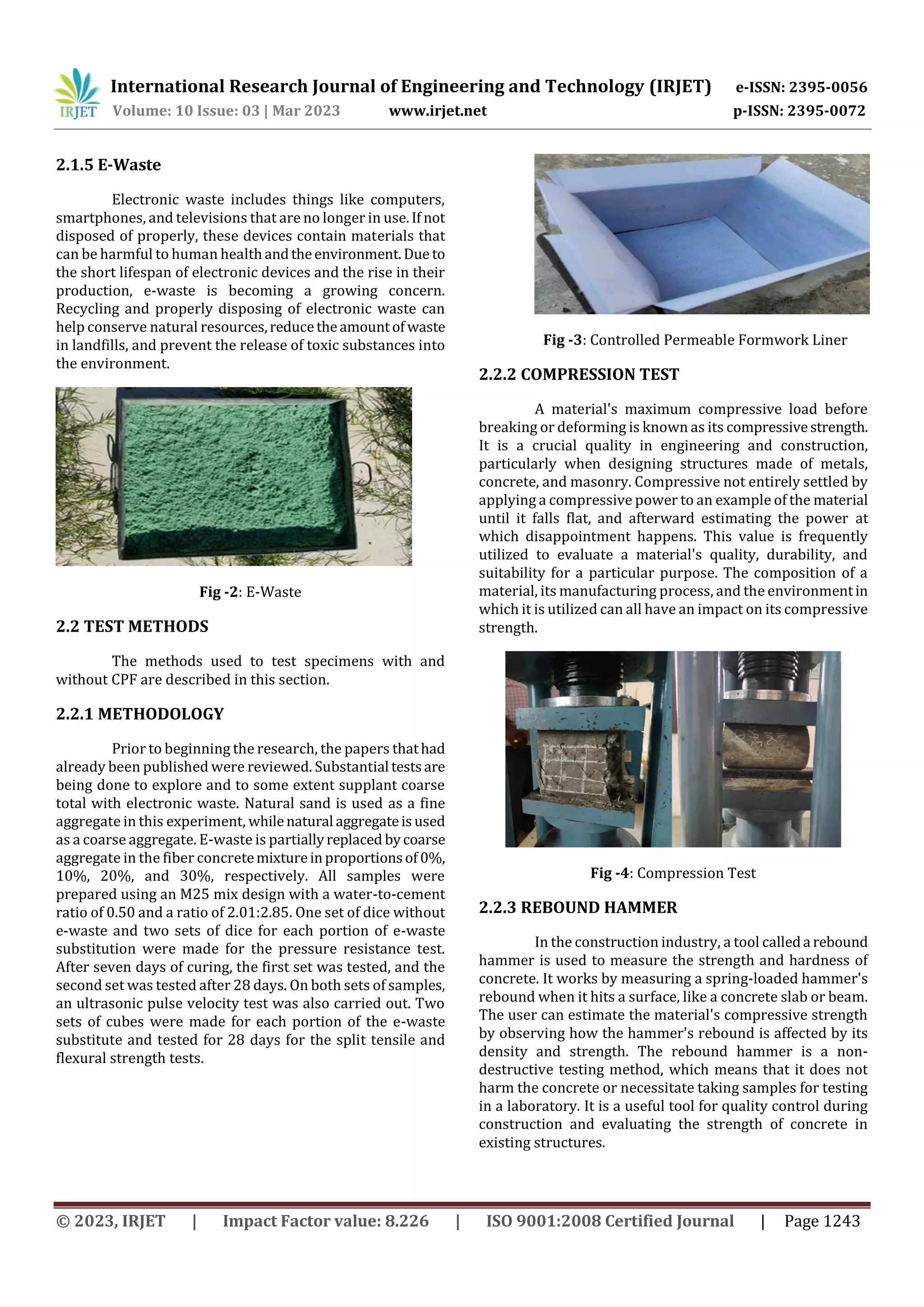 Experimental Investigation on E- Waste Concrete Using Non Woven Fabric Liner | PDF