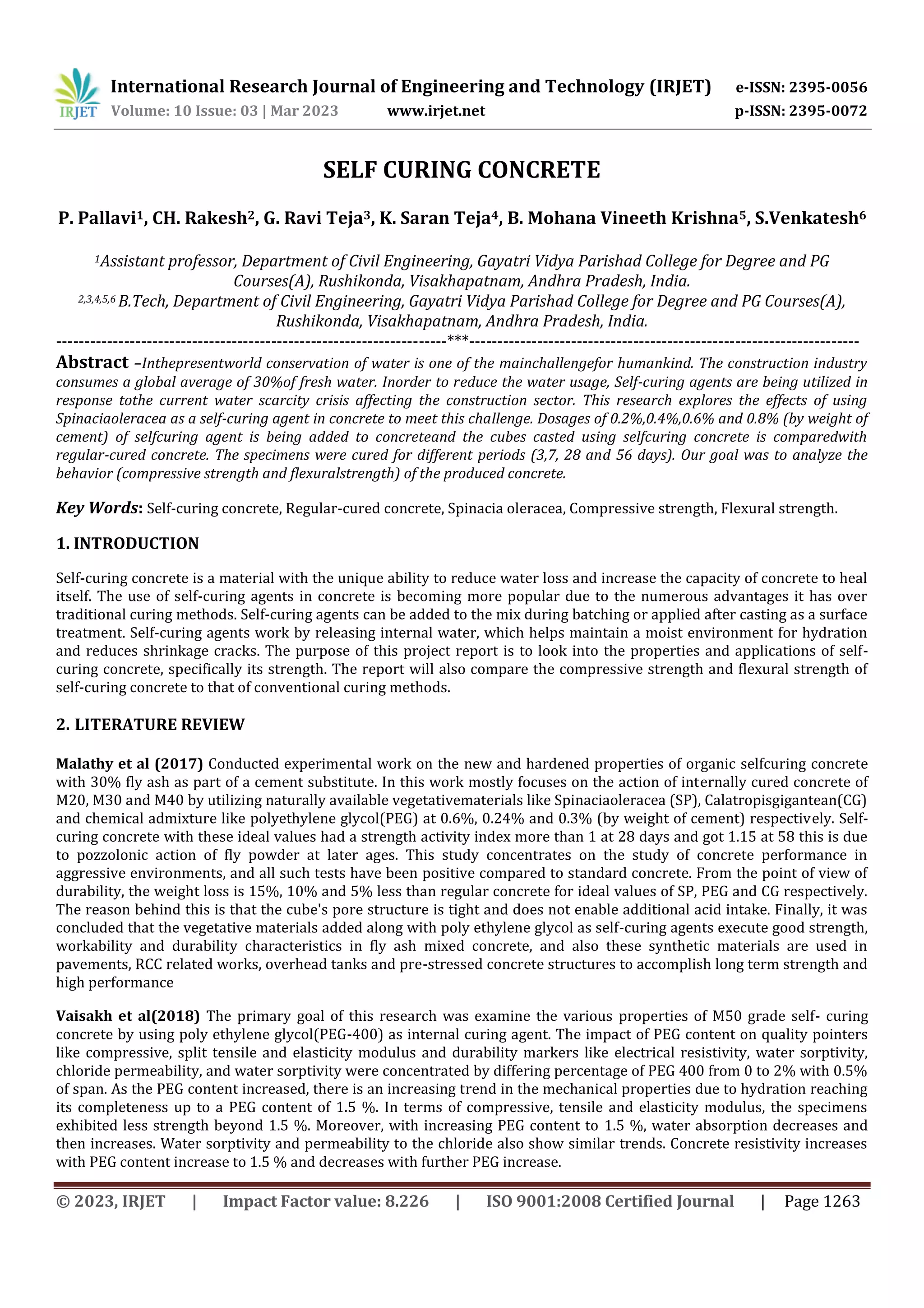 SELF CURING CONCRETE | PDF