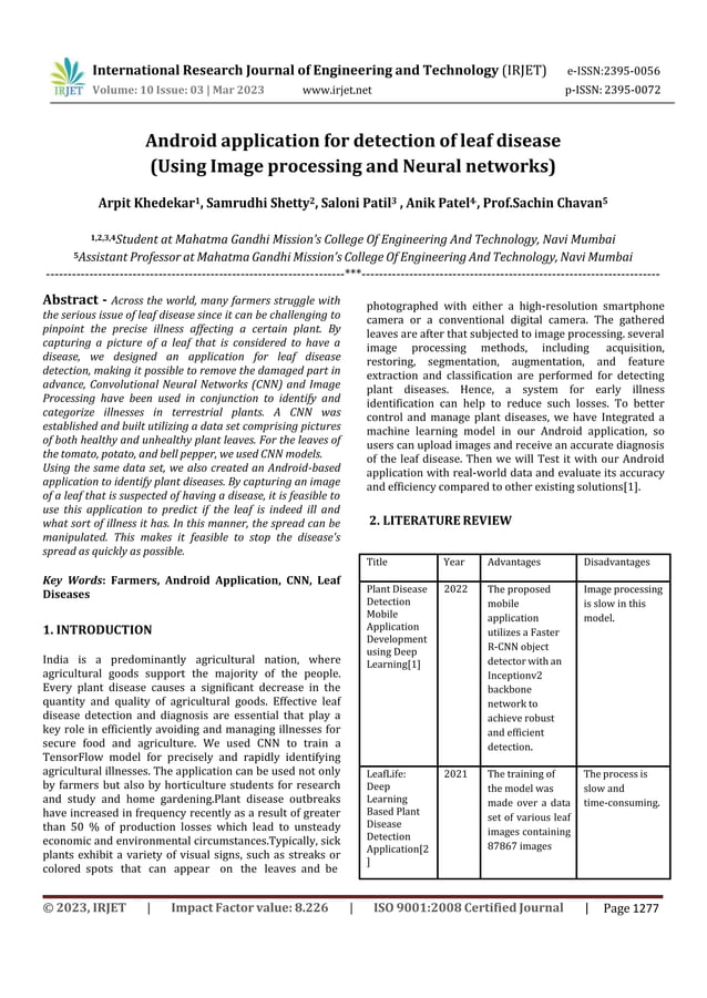 Android application for detection of leaf disease (Using Image processing and Neural networks ...