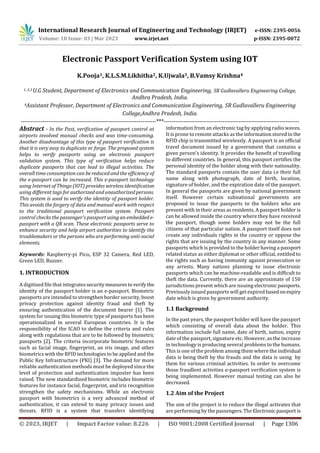 Electronic Passport Verification System using IOT | PDF