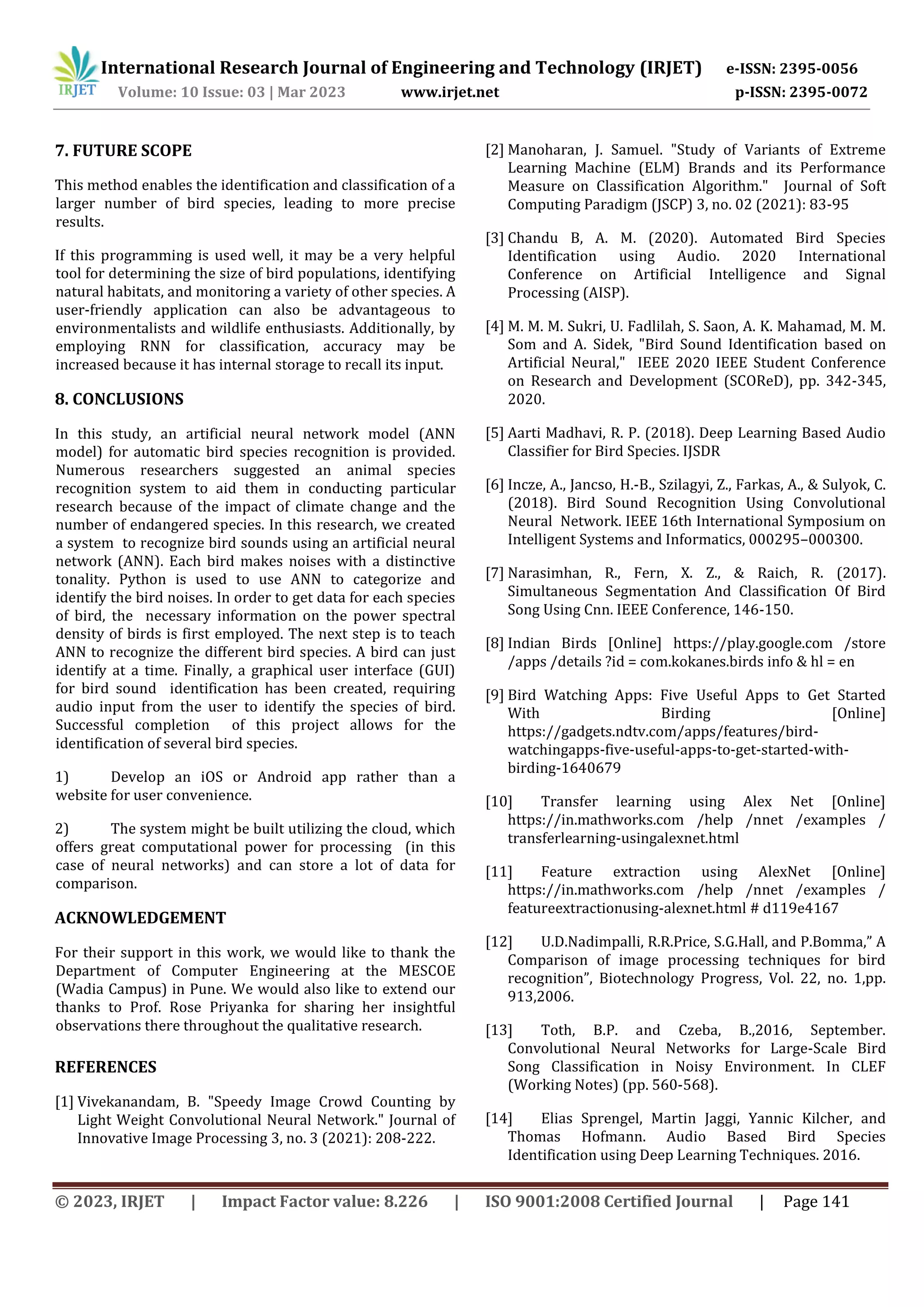 Identification of Bird Species using Automation Tool | PDF | Digital ...
