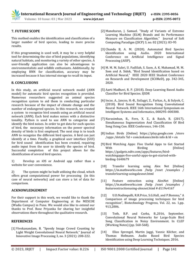Identification of Bird Species using Automation Tool | PDF | Digital ...