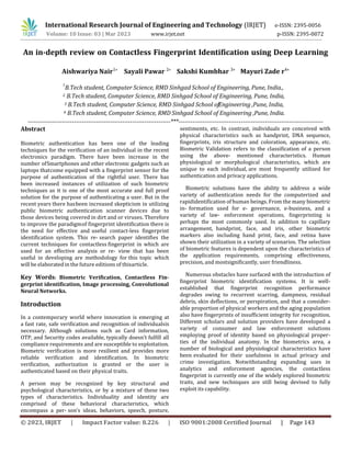 An in-depth review on Contactless Fingerprint Identification using Deep Learning | PDF ...