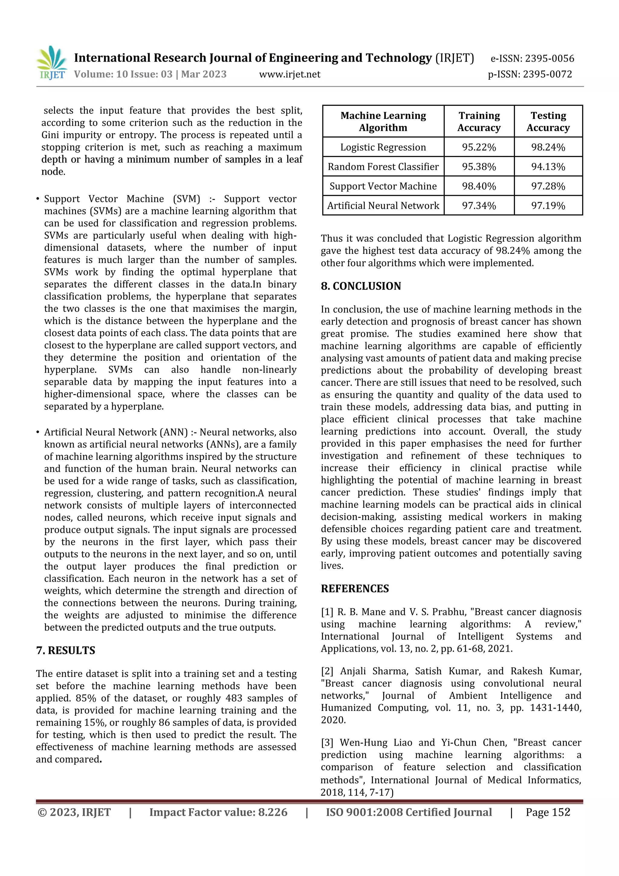 Breast Cancer Prediction using Machine Learning | PDF