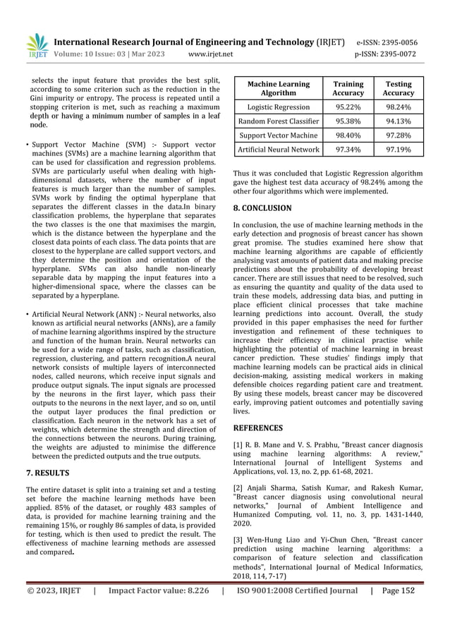 Breast Cancer Prediction using Machine Learning | PDF