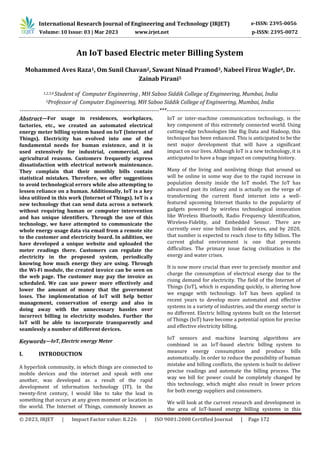 An IoT based Electric meter Billing System | PDF | Internet of Things ...