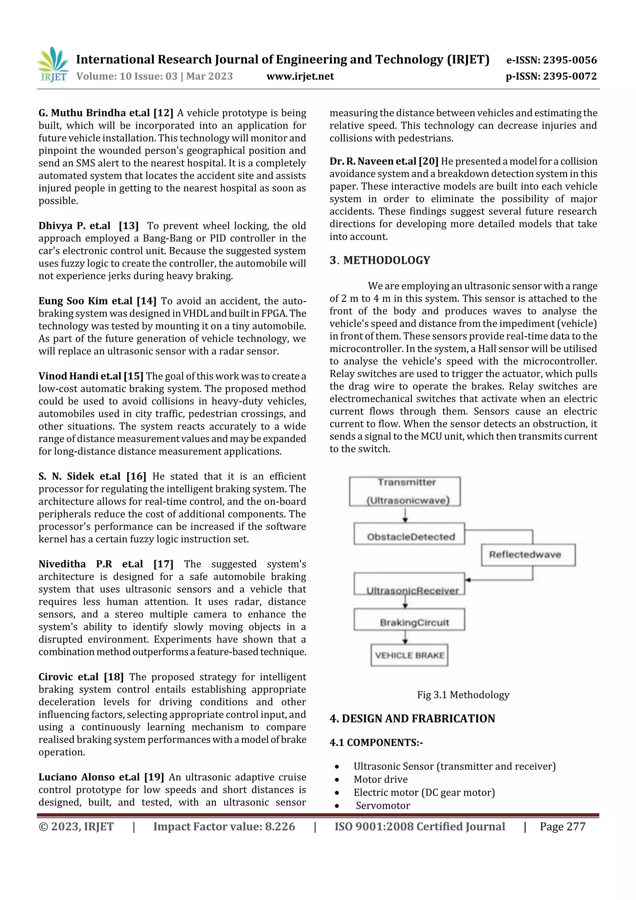 FABRICATION OF AUTOMATIC BRAKING SYSTEM USING ULTRASONIC SENSOR | PDF
