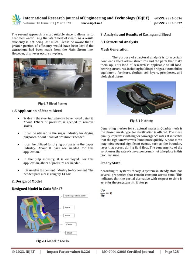 Static, Thermal and CFD Analysis of Bleeder in Steam Turbine Casing Using Ansys | PDF