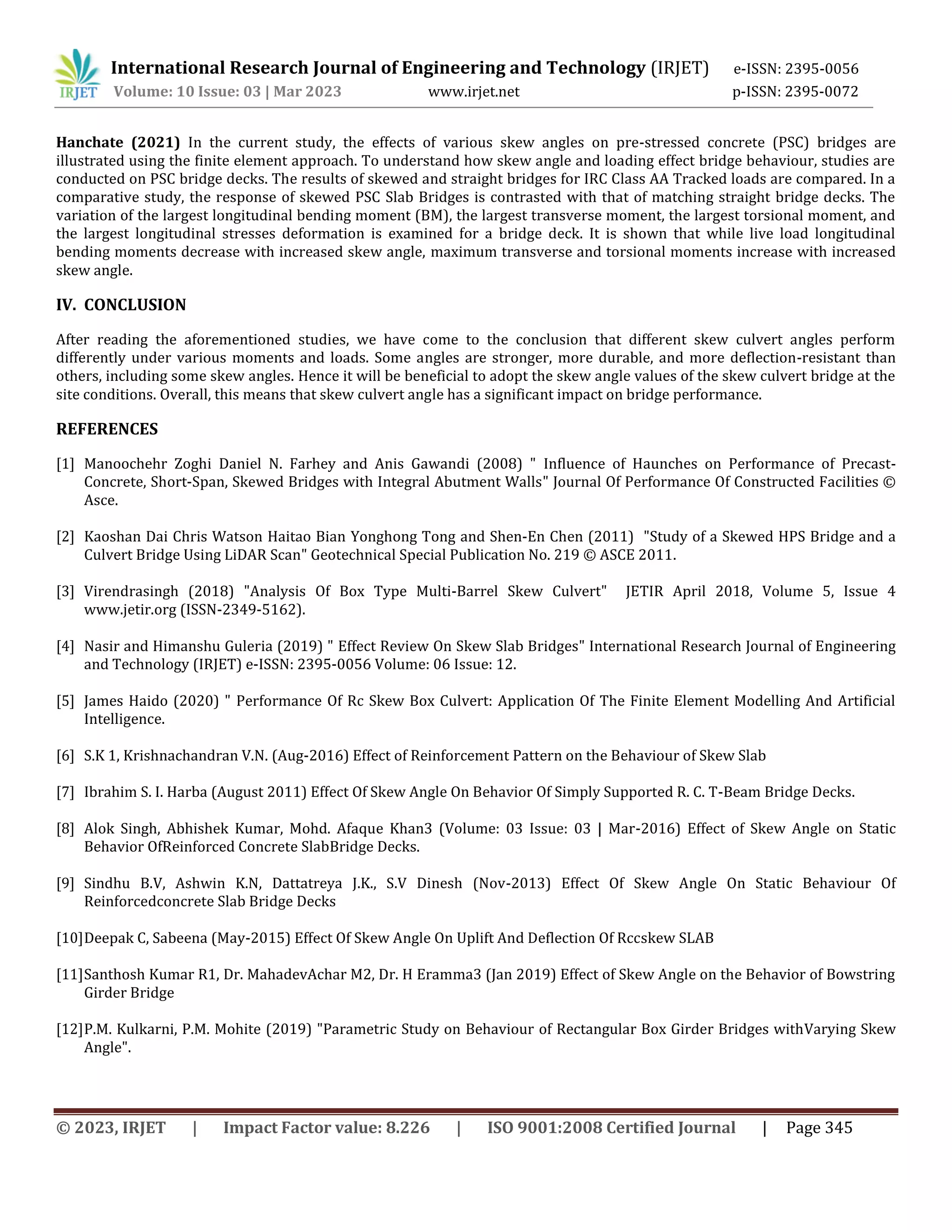 Design of Skew Culvert Analysis: A review | PDF