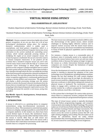 VIRTUAL MOUSE USING OPENCV | PDF