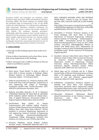 STUDY OF PUSHOVER ANALYSIS OF G+10 RCC BUILDING WITH SHEAR WALL | PDF