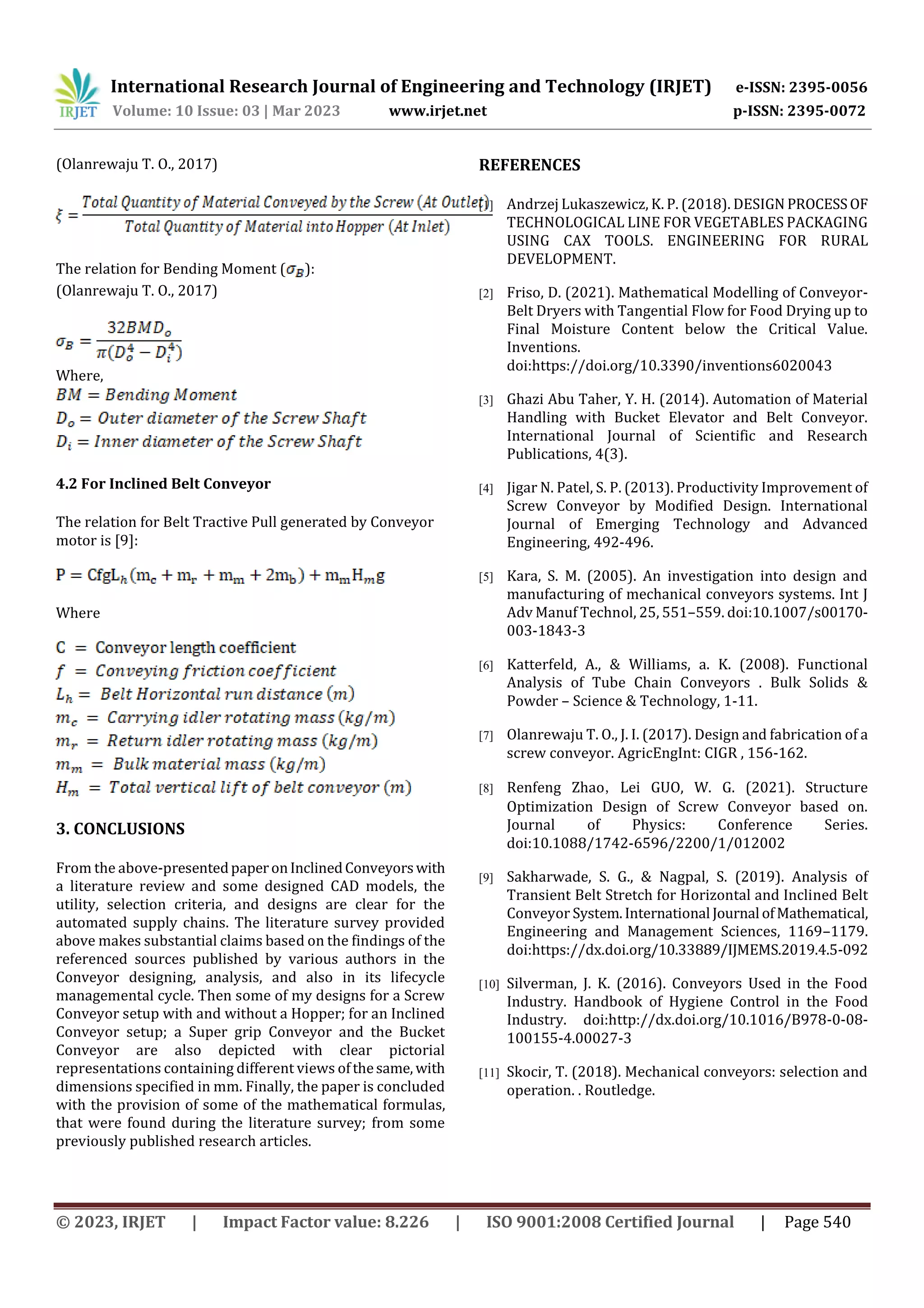 Optimal Design Parameters for an Inclined Conveyor | PDF Optimal Design Parameters for an Inclined Conveyor | PDF