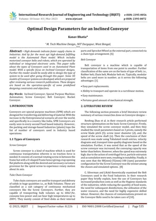 Optimal Design Parameters for an Inclined Conveyor | PDF