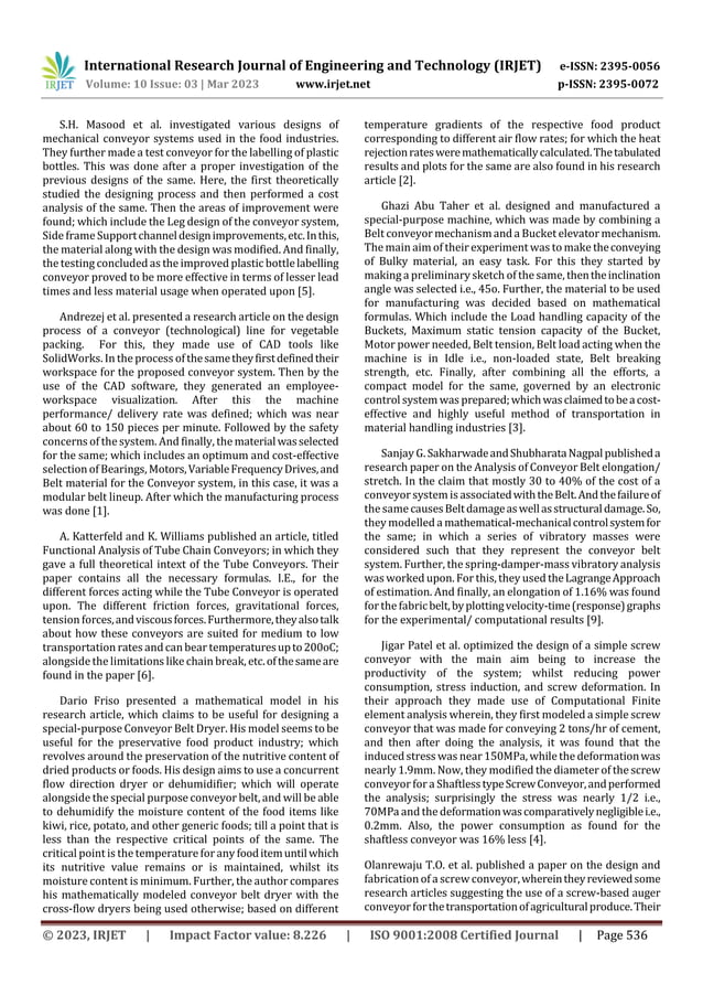 Optimal Design Parameters for an Inclined Conveyor | PDF Optimal Design Parameters for an Inclined Conveyor | PDF