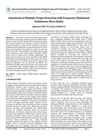 Simulation of Multiple Target Detection with Frequency Modulated Continuous Wave Radar | PDF