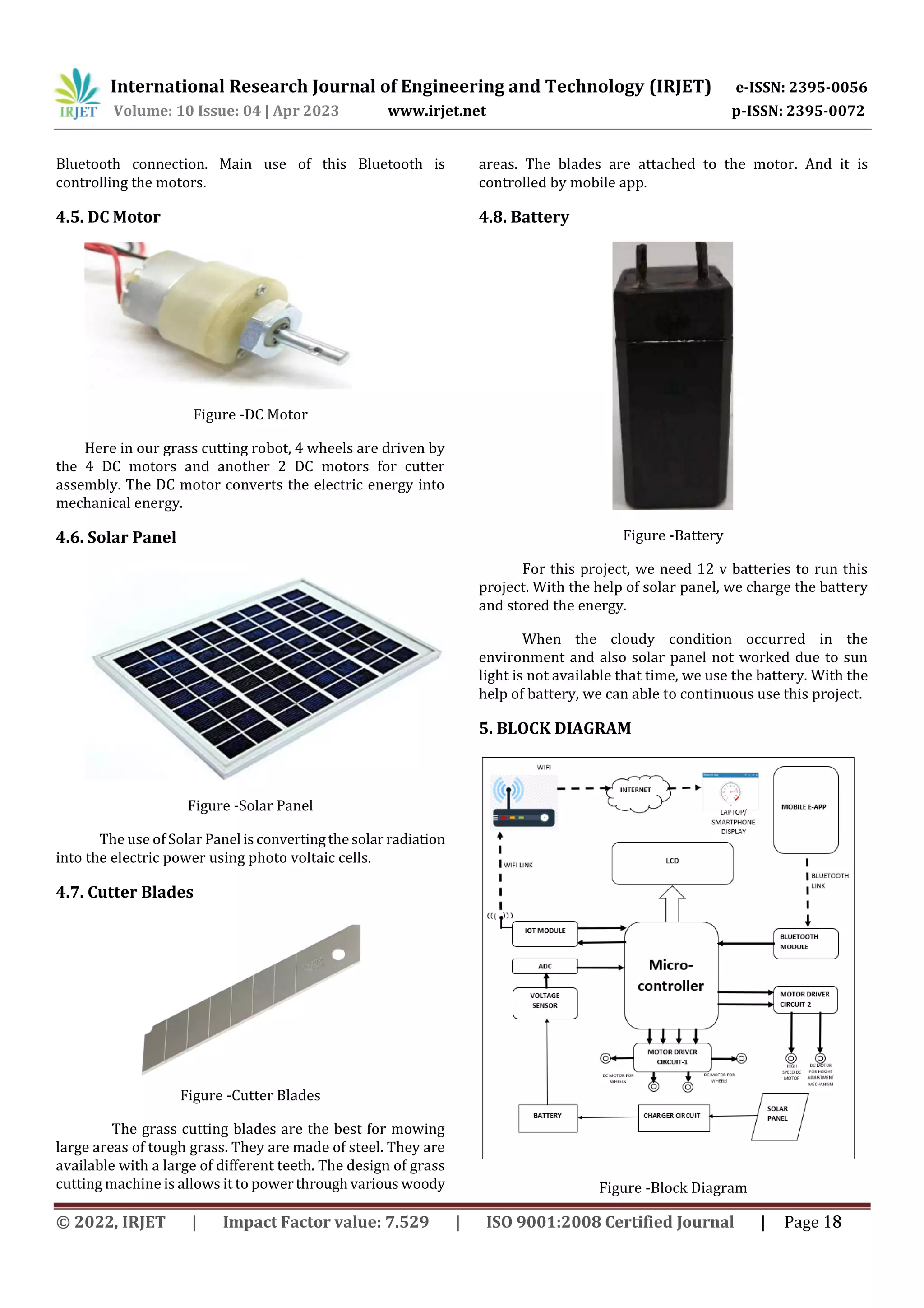 IOT based solar powered Grass cutting machine with Bluetooth remote ...