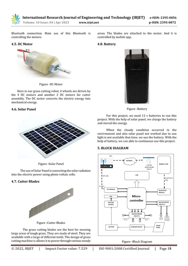 IOT based solar powered Grass cutting machine with Bluetooth remote ...