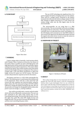 IOT based solar powered Grass cutting machine with Bluetooth remote controlling App and height ...
