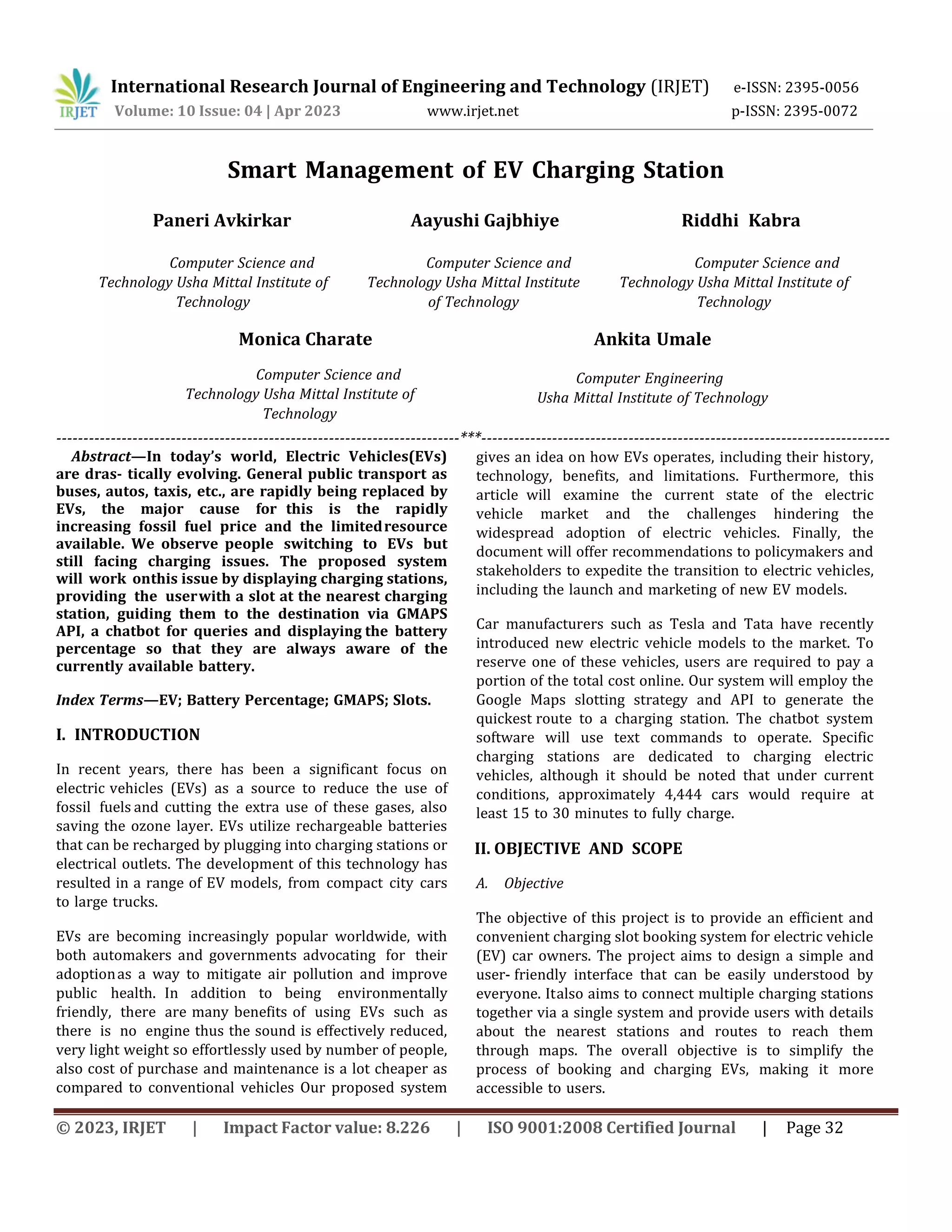Smart Management of EV Charging Station | PDF