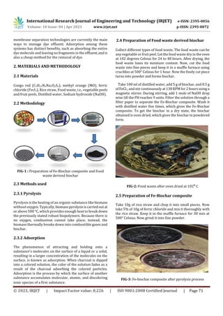 Fe-BIOCHAR COMPOSITE FOR THE REMOVAL OF DYE IN WASTEWATER USING ...
