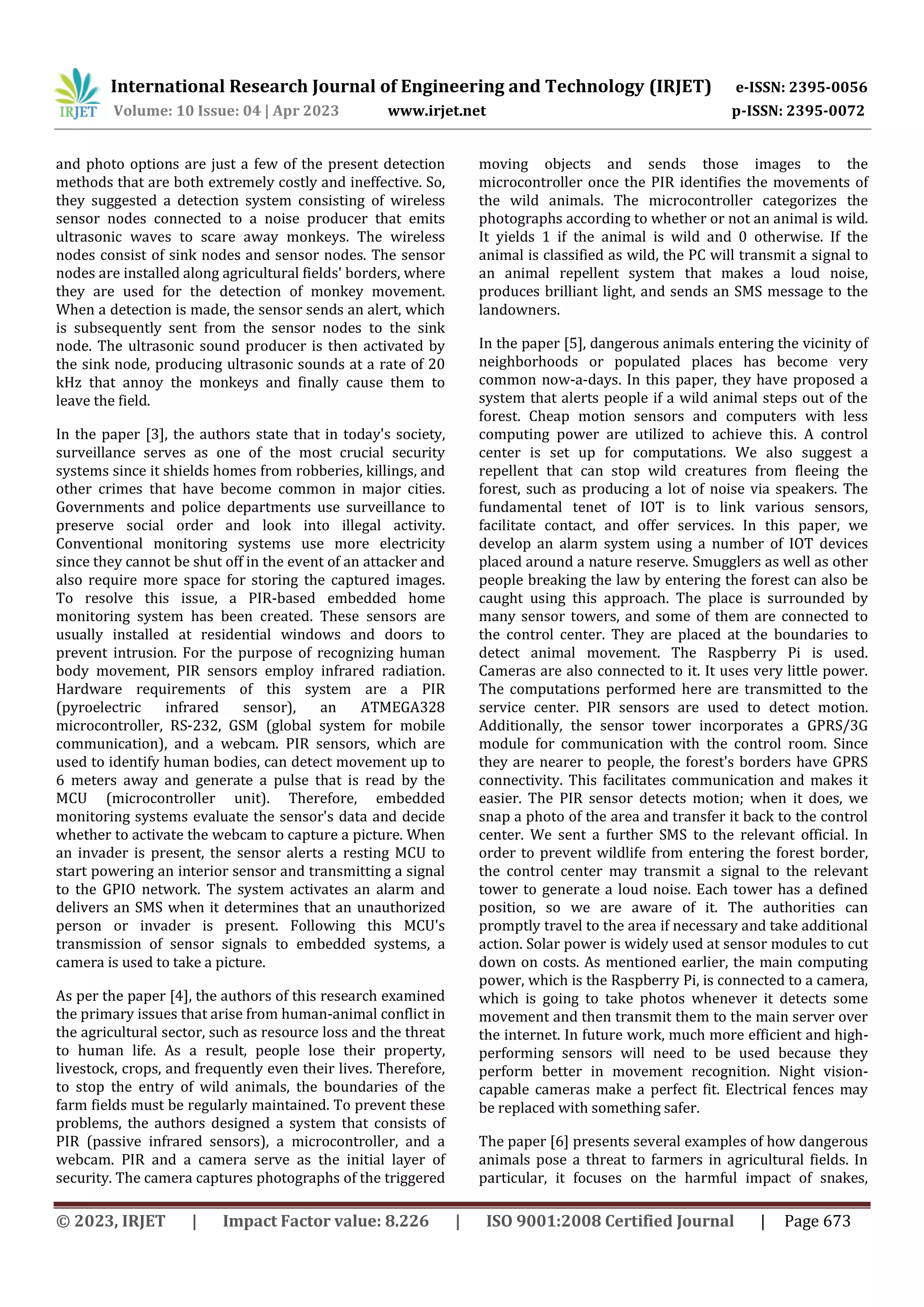 Snake Detection in Agricultural Fields using IoT | PDF