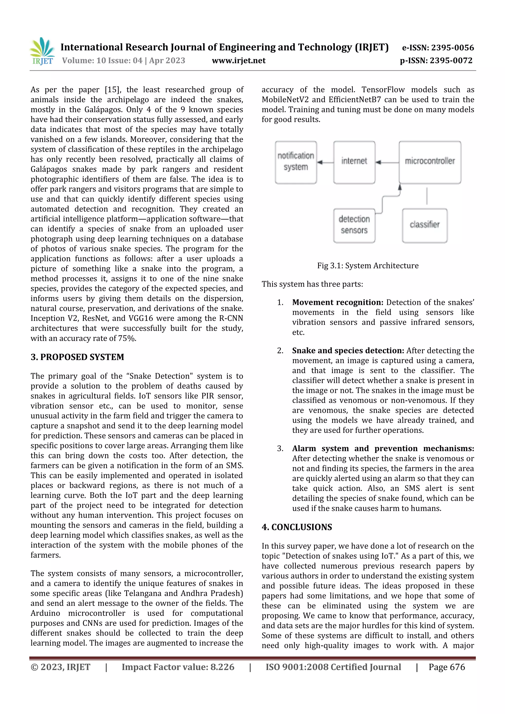 Snake Detection in Agricultural Fields using IoT | PDF