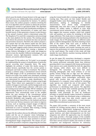 Snake Detection in Agricultural Fields using IoT | PDF