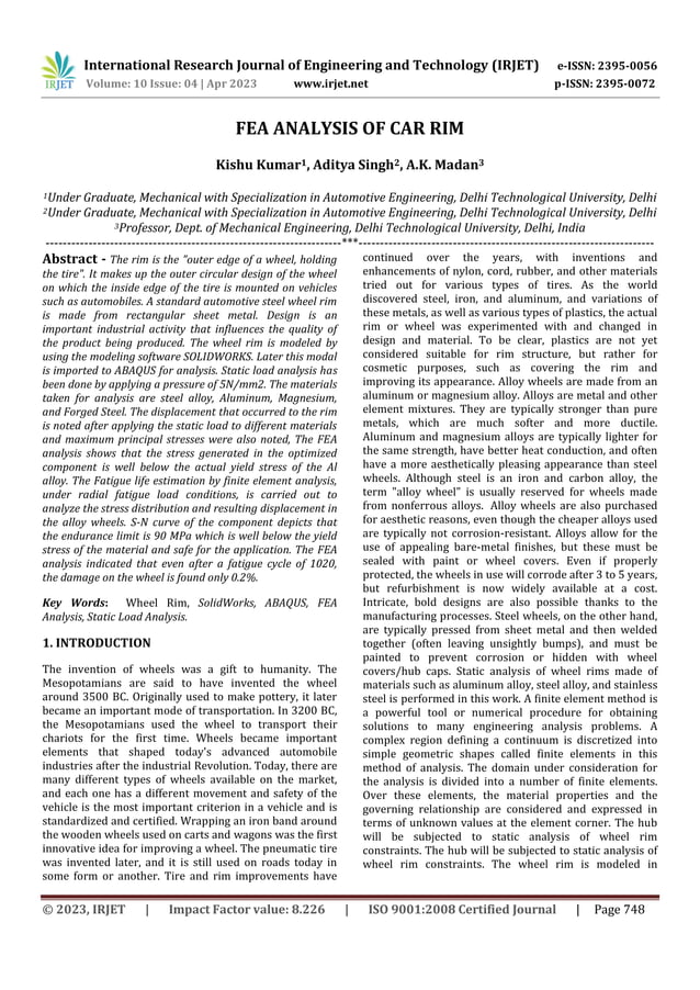 FEA ANALYSIS OF CAR RIM | PDF