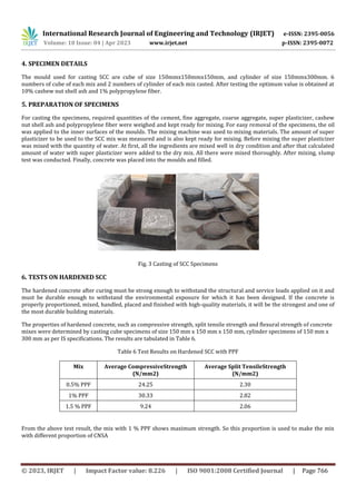 EXPERIMENTAL STUDY OF SCC BY ADDING POLYPROPYLENE FIBER WITH CASHEW NUT ...
