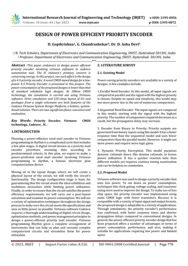 DESIGN OF POWER EFFICIENT PRIORITY ENCODER | PDF