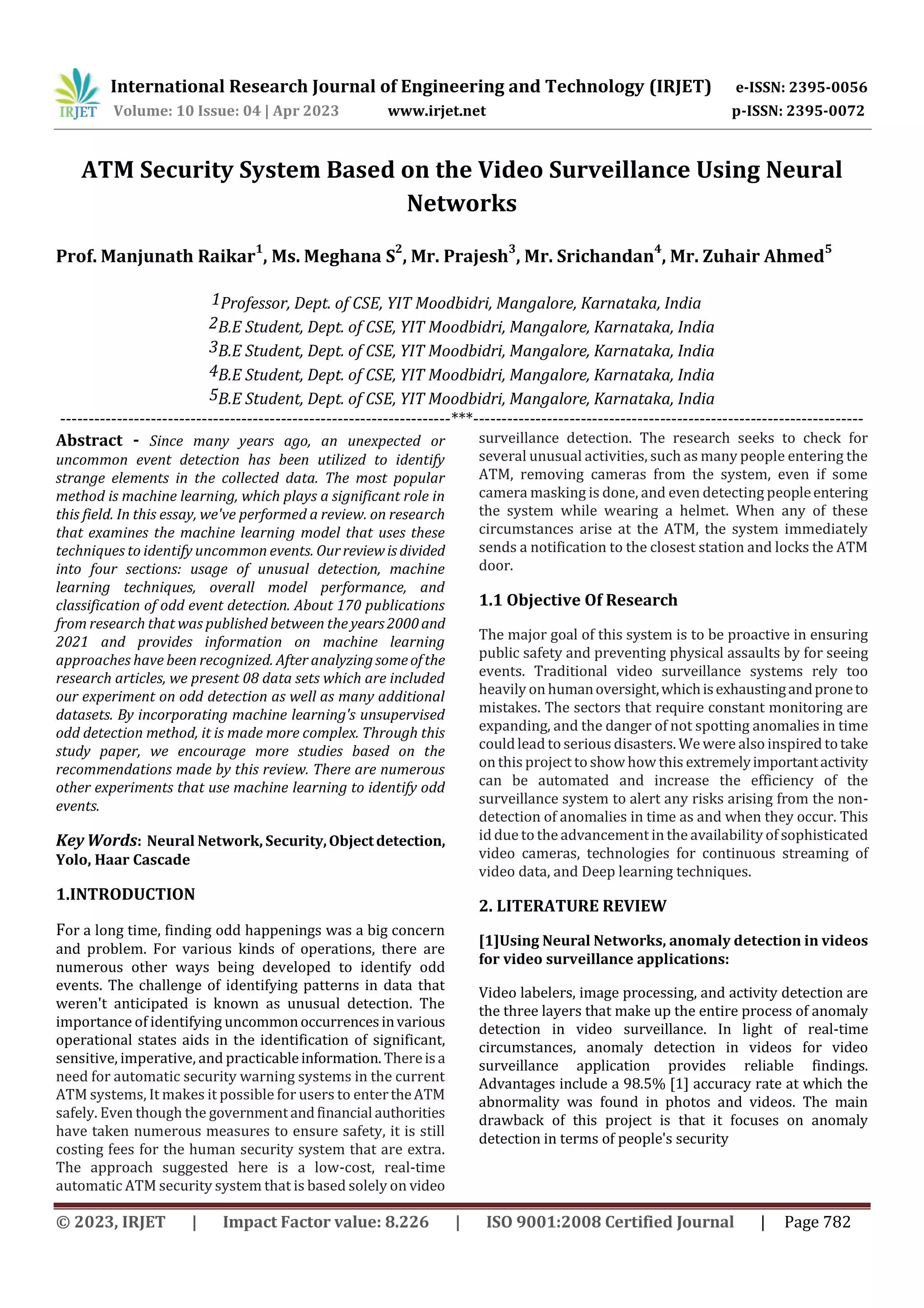 ATM Security System Based on the Video Surveillance Using Neural ...