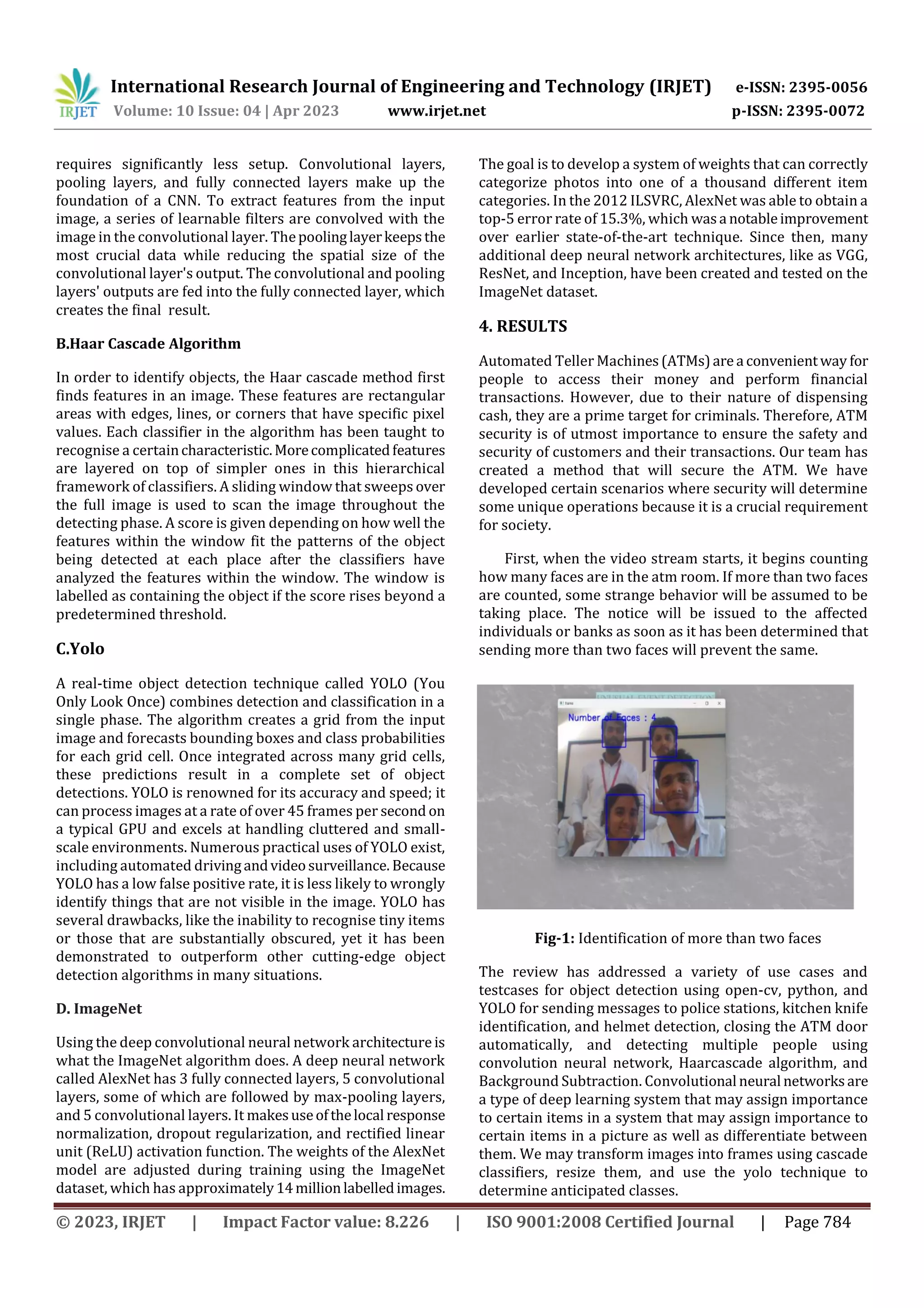 ATM Security System Based on the Video Surveillance Using Neural Networks | PDF