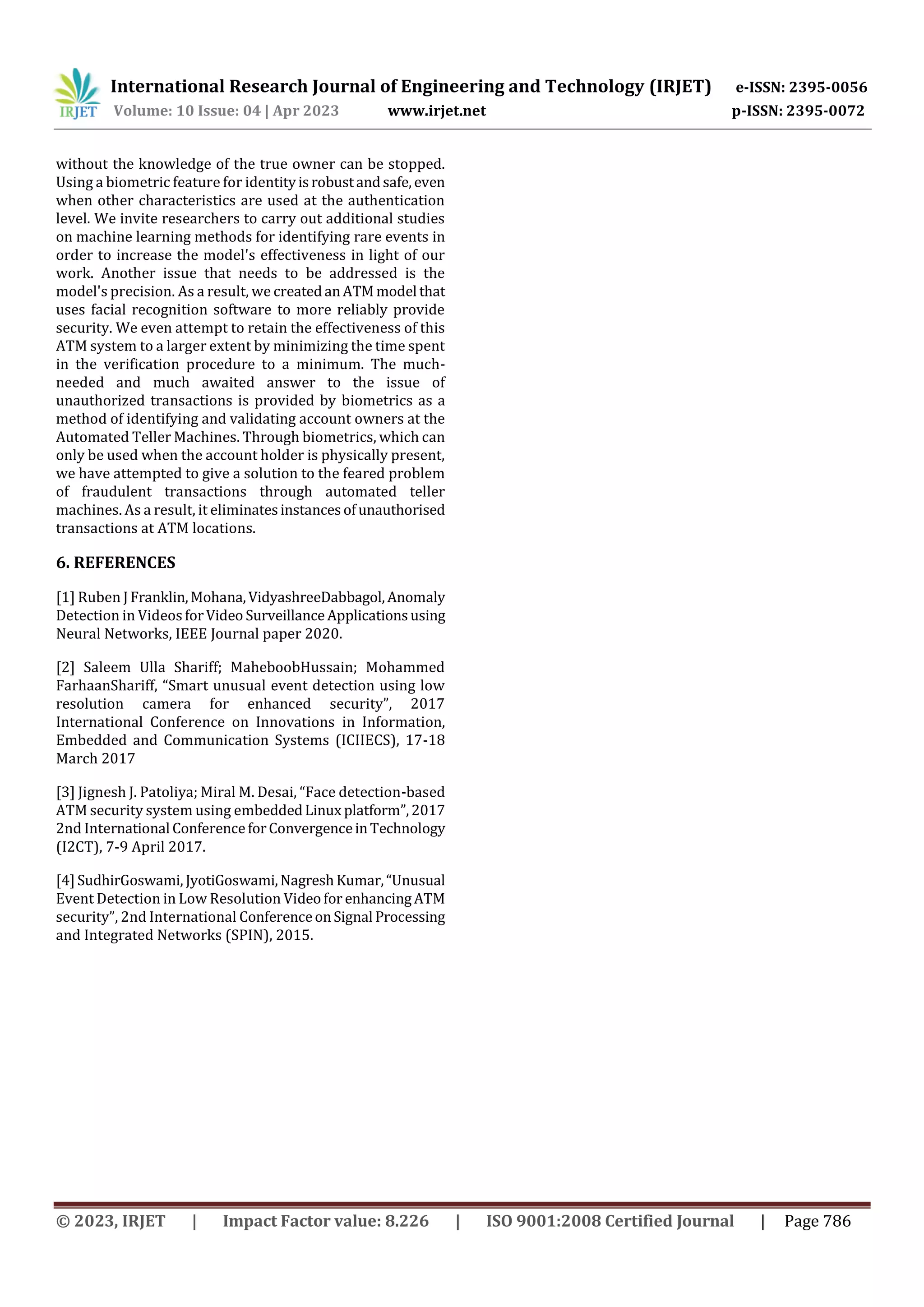 ATM Security System Based on the Video Surveillance Using Neural Networks | PDF